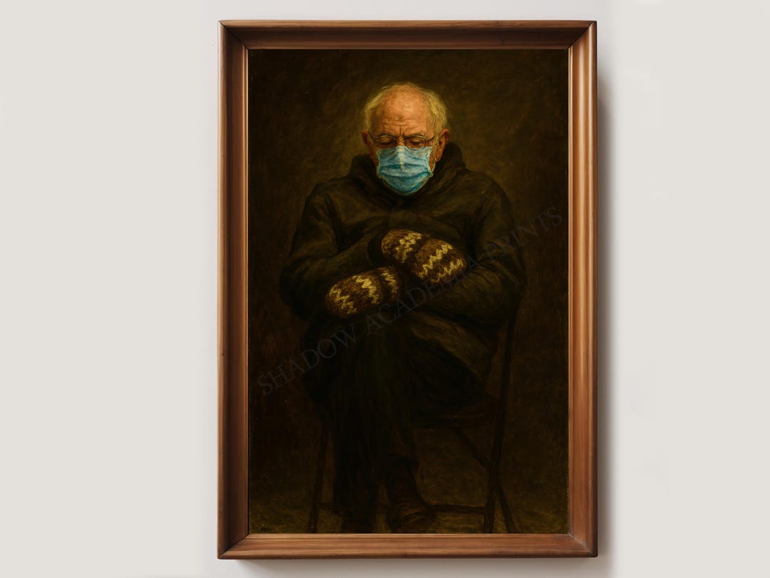 Bernie Sanders Mittens Antique Style Oil Painting Print | Bernie ...