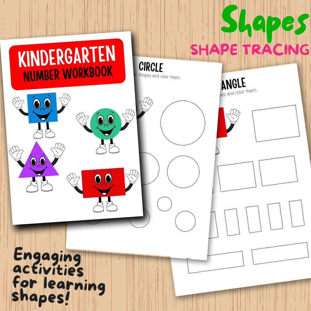 Colorful Fun Trace Geometric Shapes Math Worksheet – Engaging Learning ...