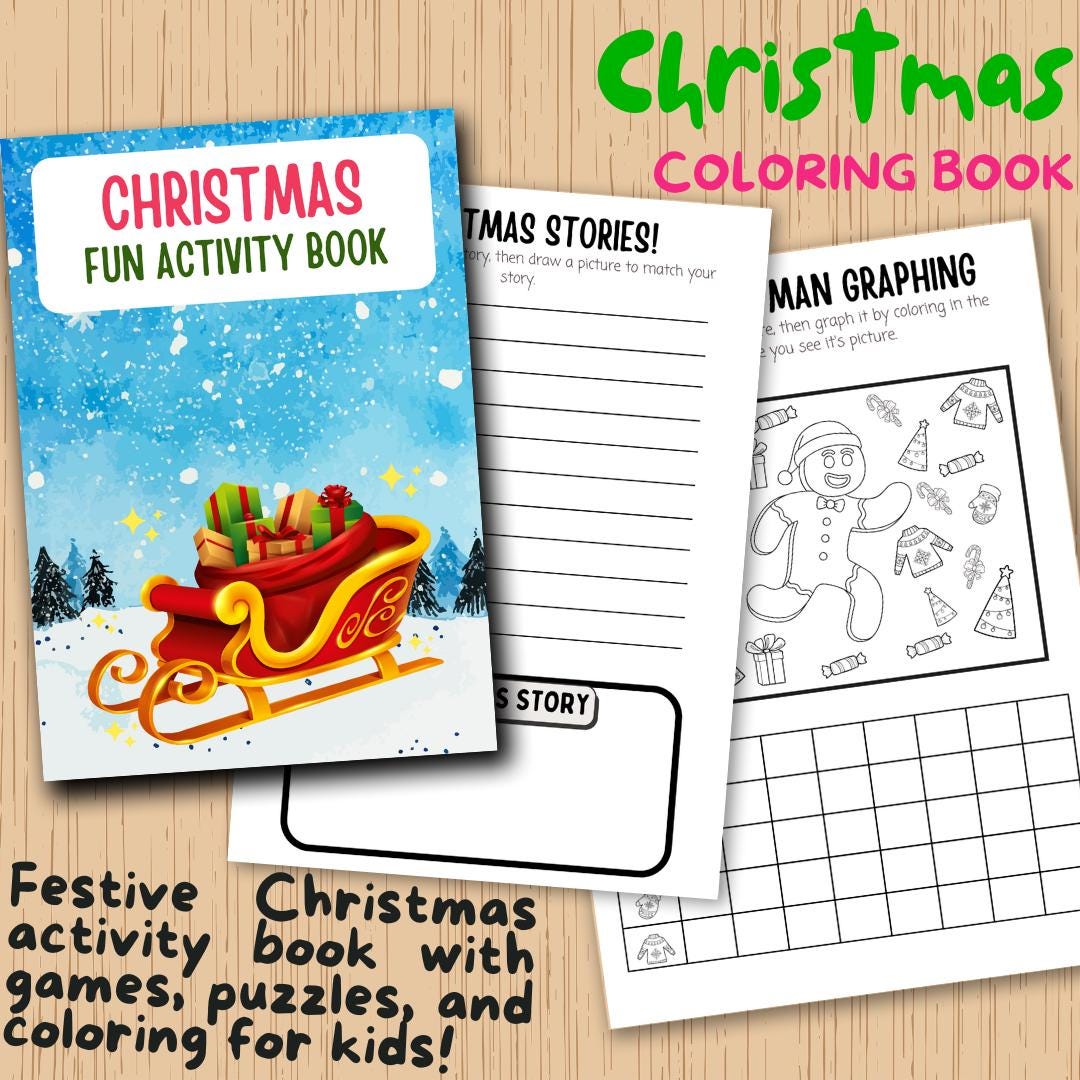 Christmas Fun Activity Book for Kids | Printable Holiday Workbook - Etsy