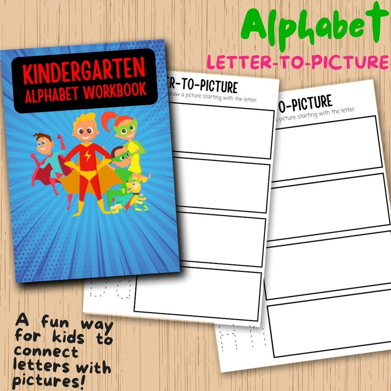 Alphabet Letter-to-picture Kids' Workbook | Fun Printable Learning for ...