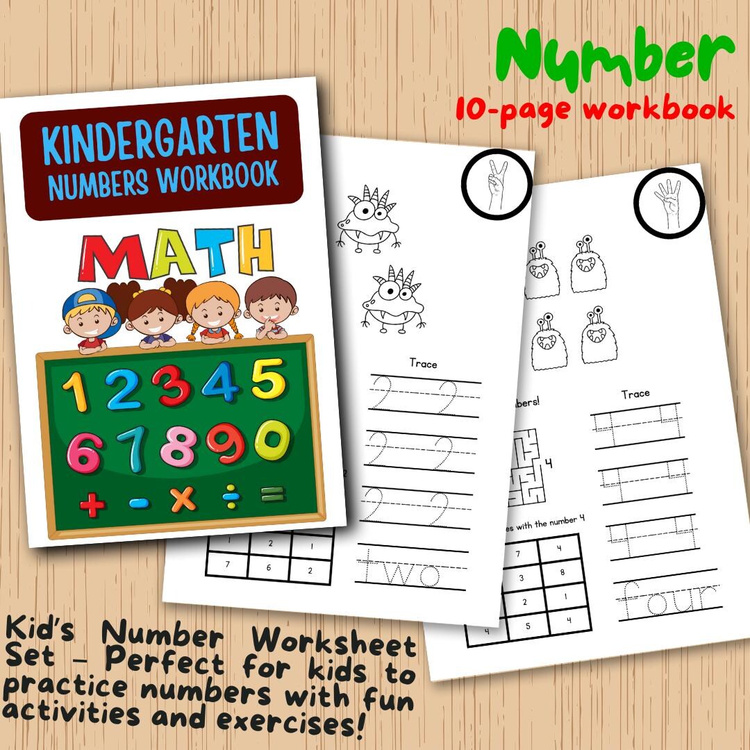 Kid’s Number Worksheet Set – 10 Pages of Fun Number Activities for ...