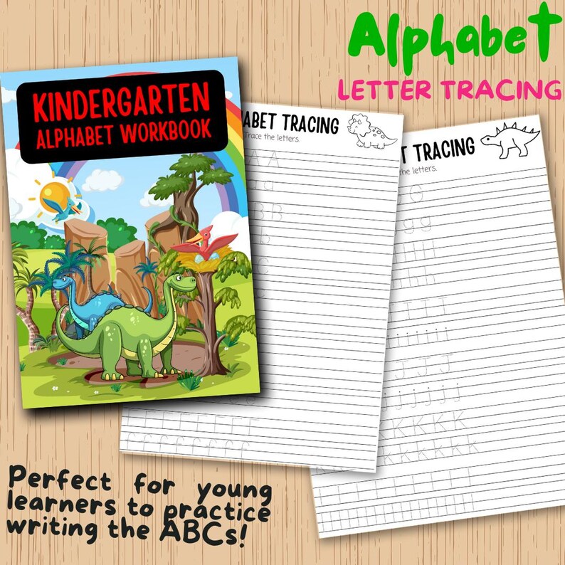 Alphabet Tracing Workbook | Dinosaur-themed Printable for Kids | 9-page ...