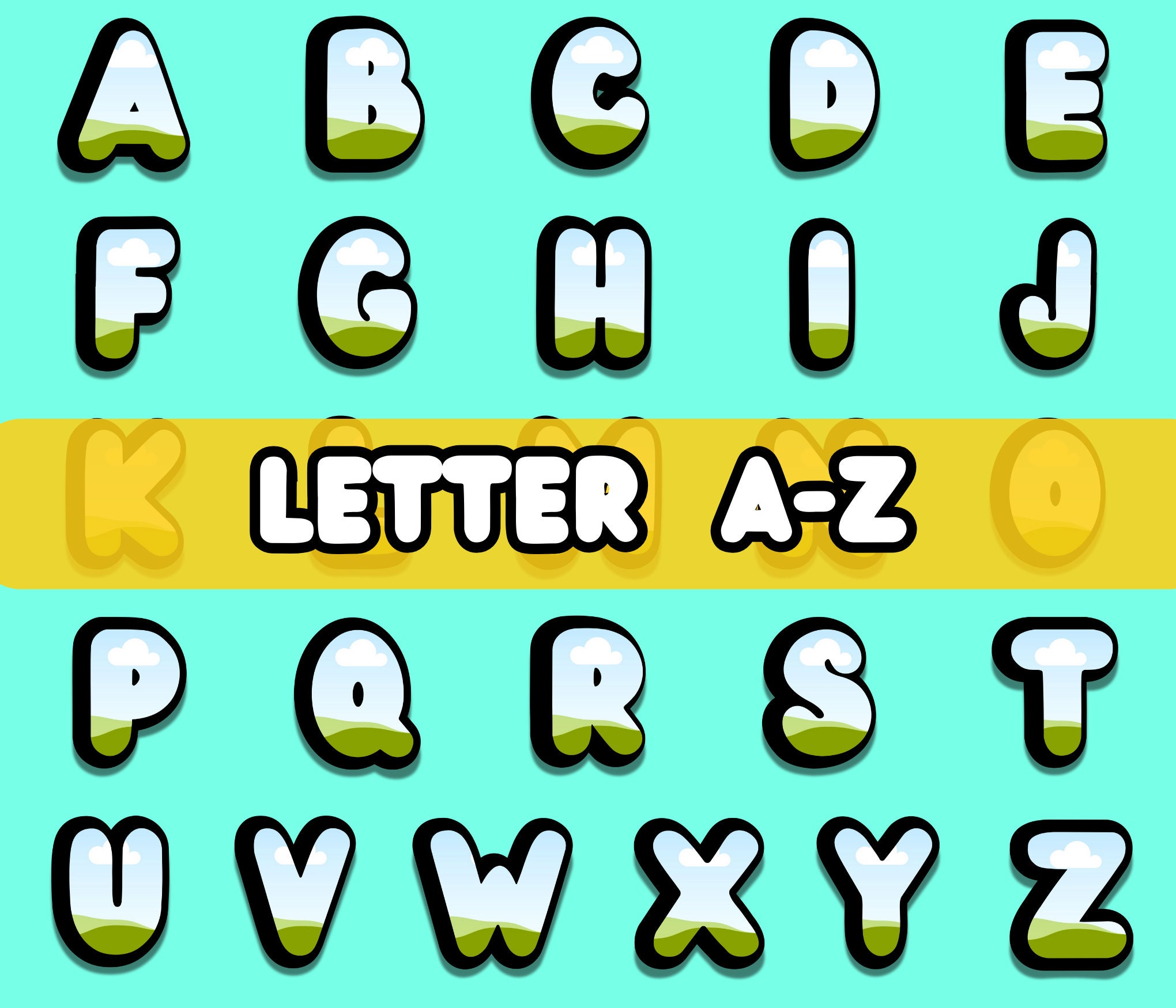 Canva Frame Cartoon Alphabets , Number and Symbols Template . Drag ...