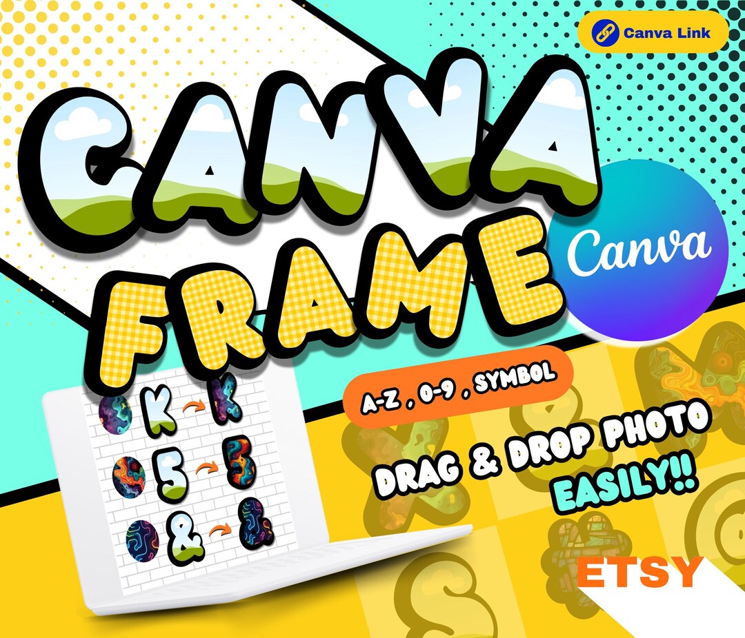 Canva Frame Cartoon Alphabets , Number and Symbols Template . Drag ...