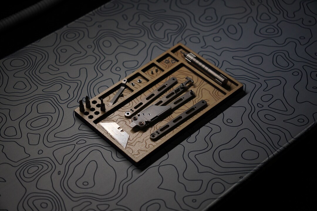 Pro Tray Knife Maintenance Tray Wood Topo Design - Etsy