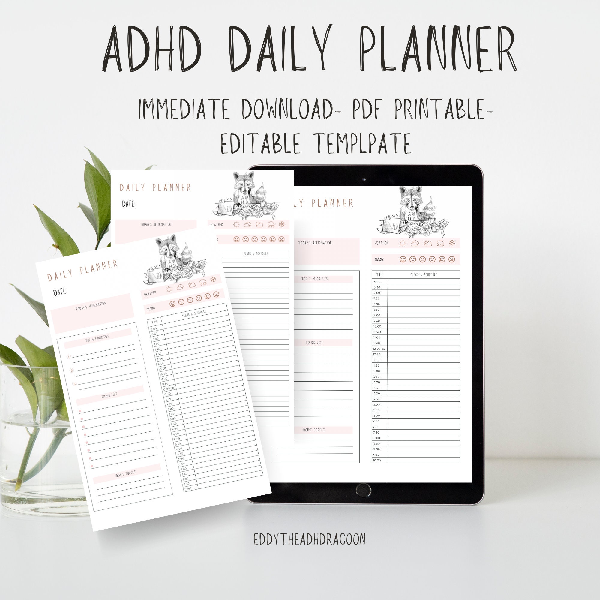The Perfect ADHD Daily Planner, Digital Planner to Print or to Use ...