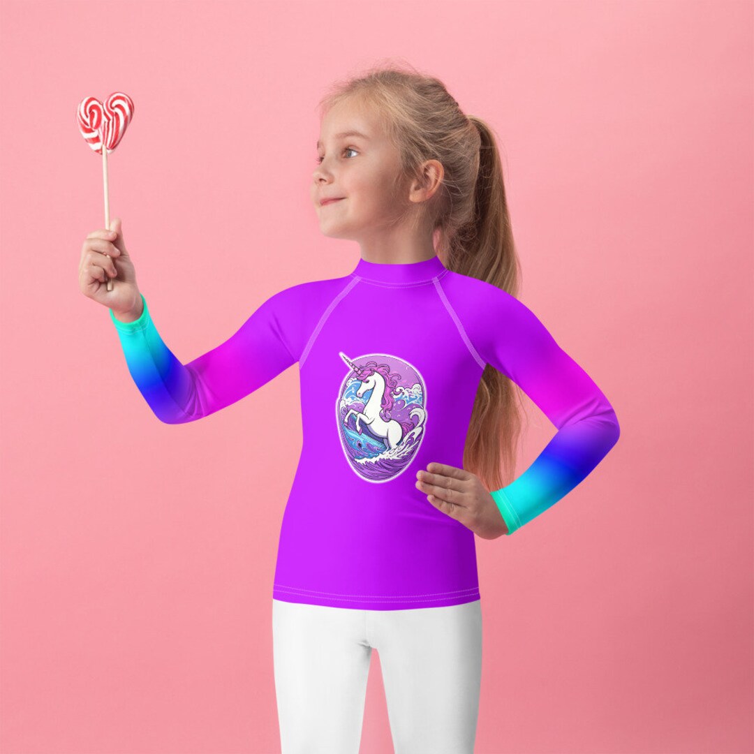 Unicorn and Purple Neon Rash Guard for Girls - Etsy