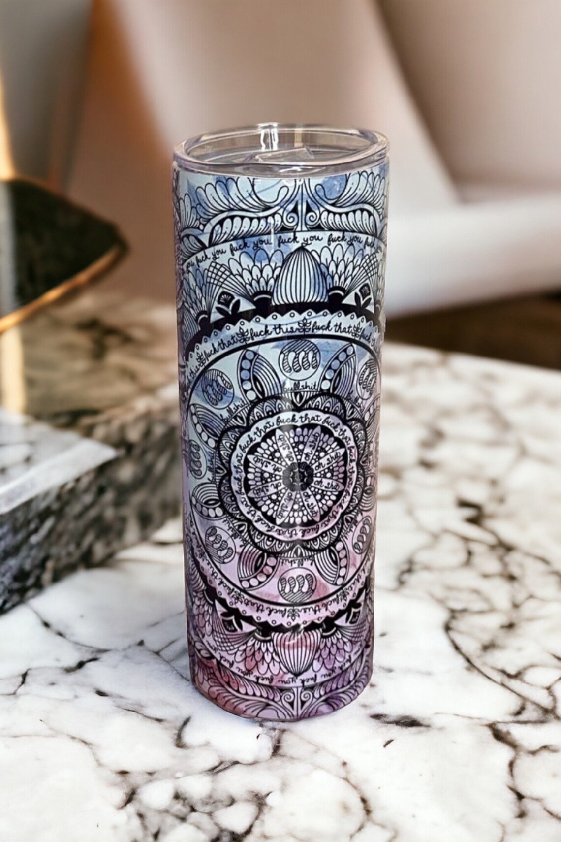 Colorful Cuss Words Mandala Tumbler - Blended Designs, Insulated ...