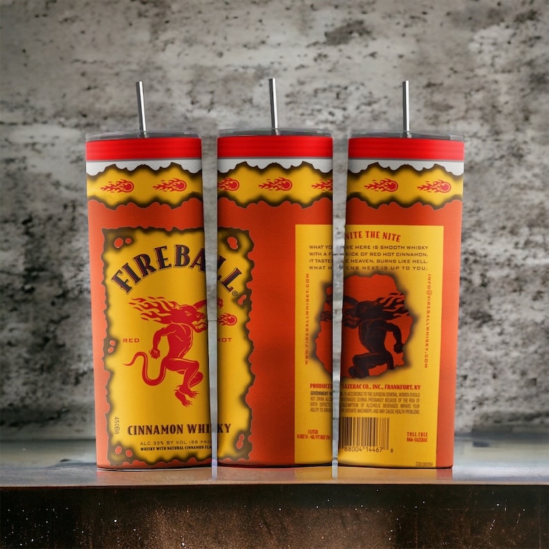 Fireball Whiskey Tumbler 20oz - Insulated Stainless Steel Cup - Perfect ...