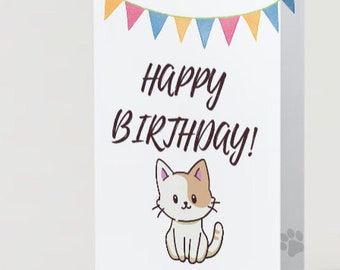 Printable Happy Birthday Cats Card, Funny Happy Birthday Card, Cute ...