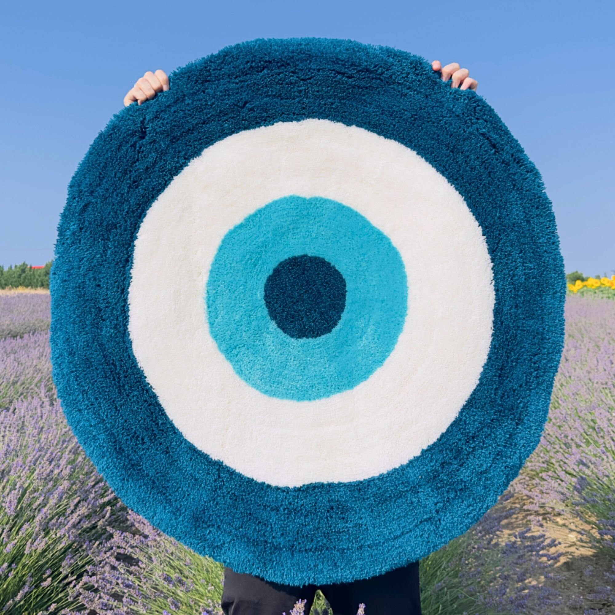 Evil Eye Rug Blue Circle Rug Dorm Rug Evil Eye Decor Rug for Bedroom ...