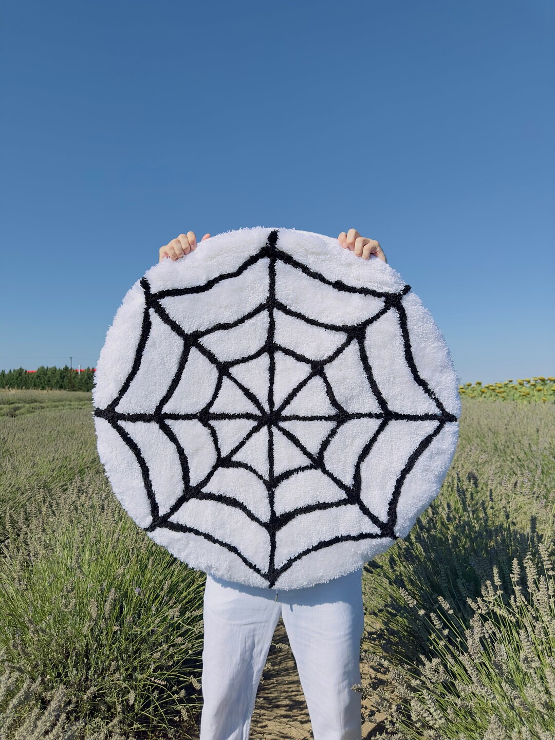 White Spider Web Rug Spooky and Funny Home Decor Tufted Rug Unique Room ...