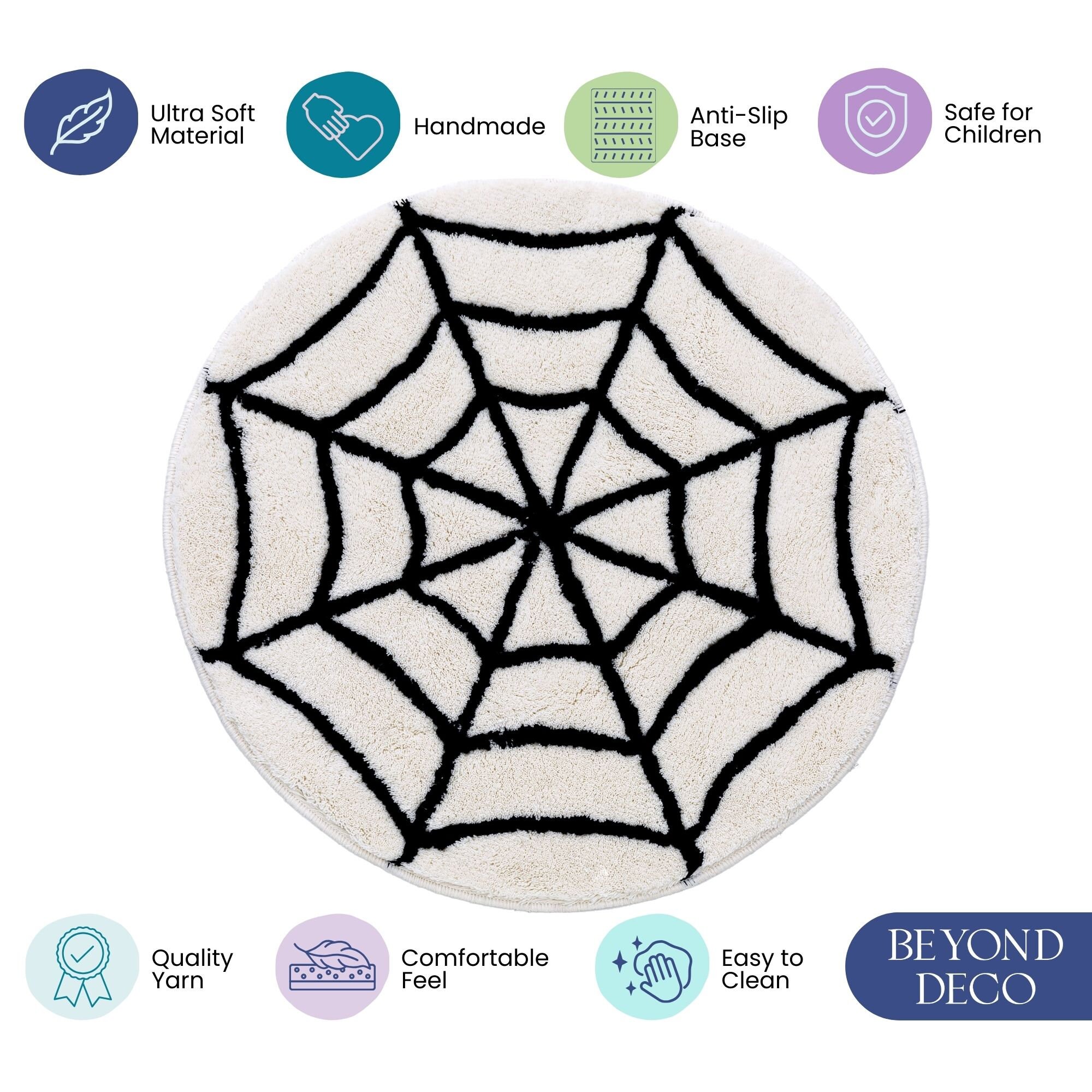 White Spider Web Rug Spooky and Funny Home Decor Tufted Rug Unique Room ...