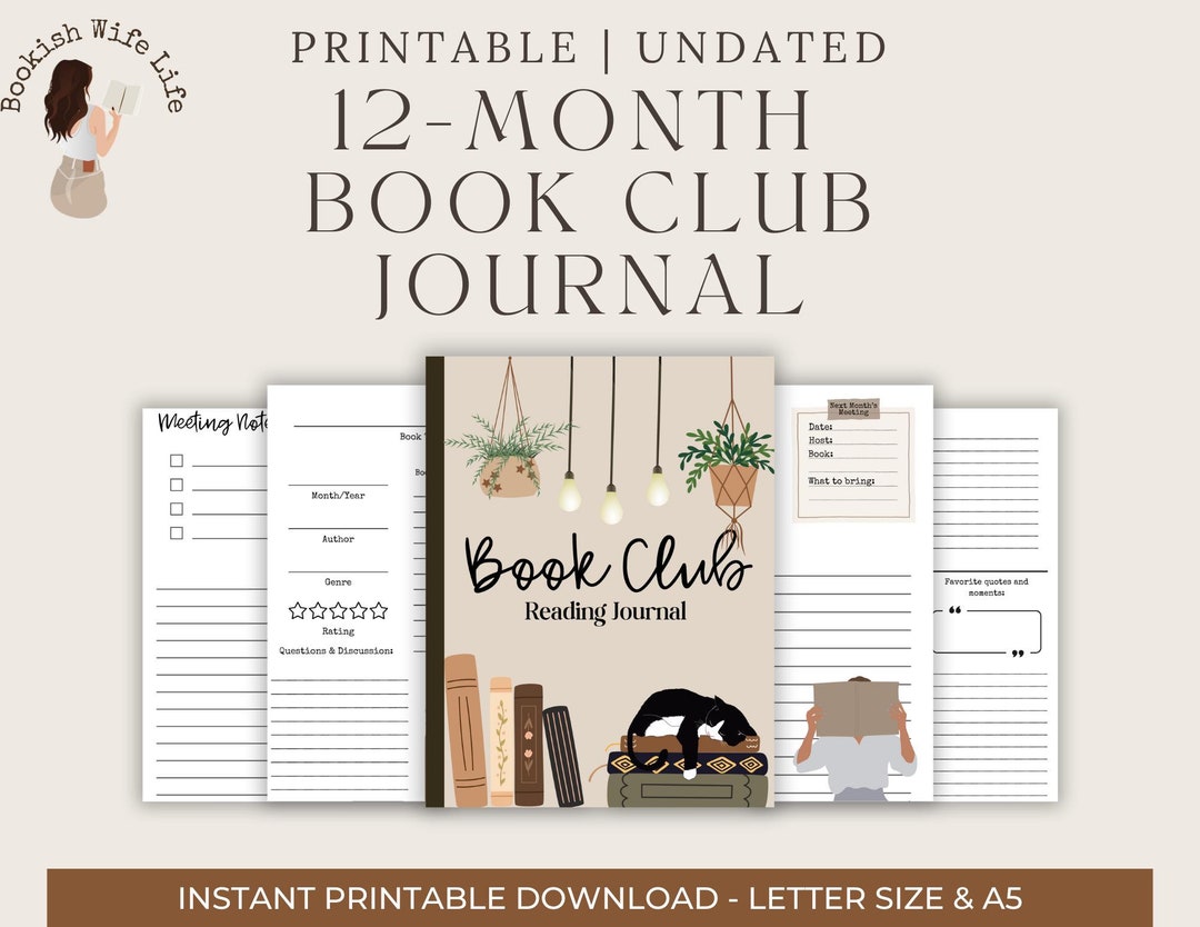 Printable Book Club Reading Journal Tracker Boho - Etsy