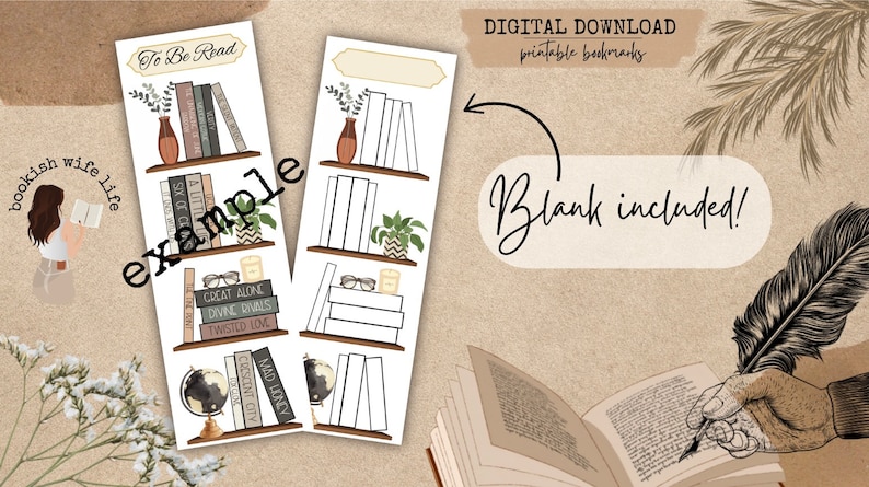 Printable Bookshelf Bookmarks, Bookmark Reading Tracker, TBR Bookmark ...