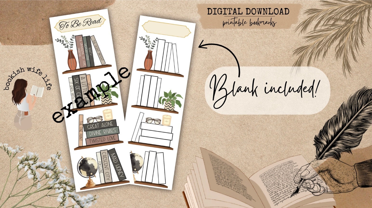 Printable Bookshelf Bookmarks, Bookmark Reading Tracker, TBR Bookmark ...