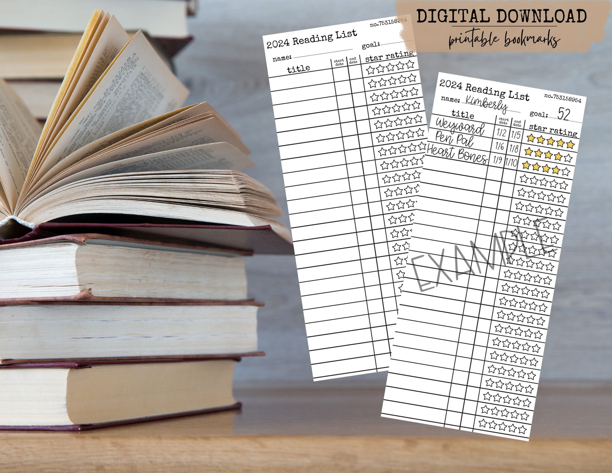 Printable Reading Log Bookmark, Reading Tracker Bookmark, Book Tracker ...