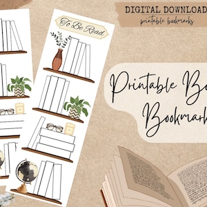 Printable Bookshelf Bookmarks, Bookmark Reading Tracker, TBR Bookmark ...