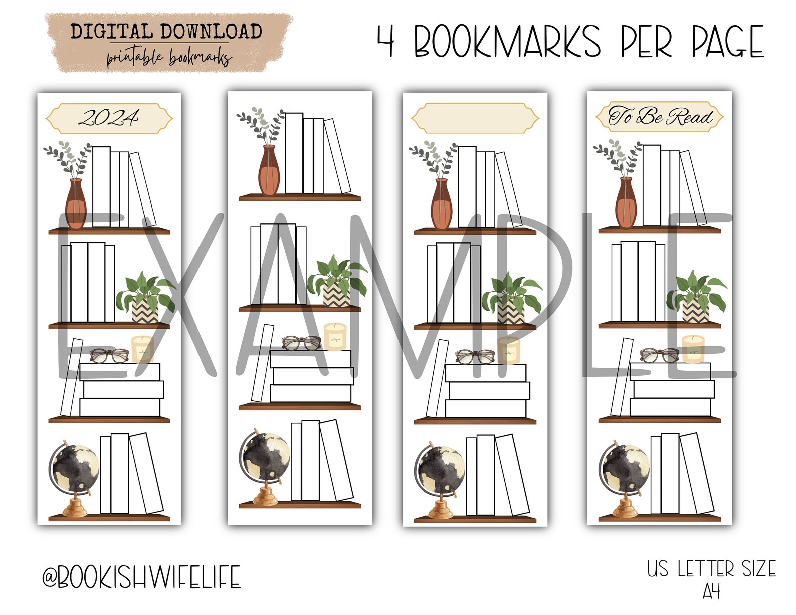 Printable Bookshelf Bookmarks, Bookmark Reading Tracker, TBR Bookmark ...