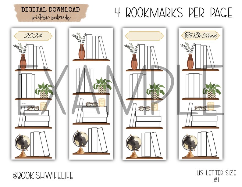 Printable Bookshelf Bookmarks, Bookmark Reading Tracker, TBR Bookmark ...