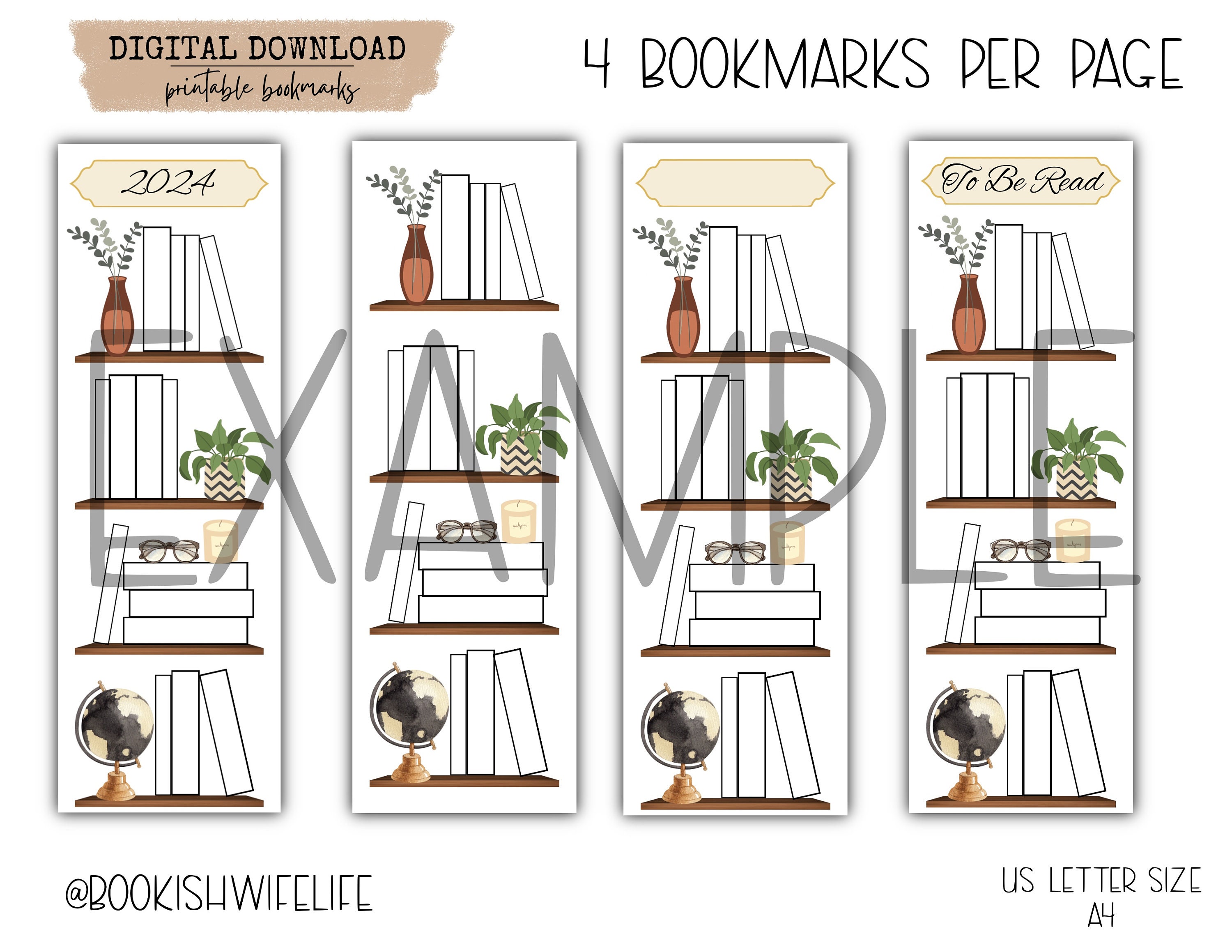 Printable Bookshelf Bookmarks, Bookmark Reading Tracker, TBR Bookmark ...