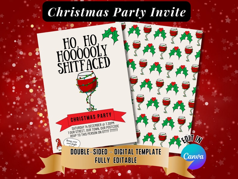 Digital Christmas Party Invitation Template Printable Xmas Card ...
