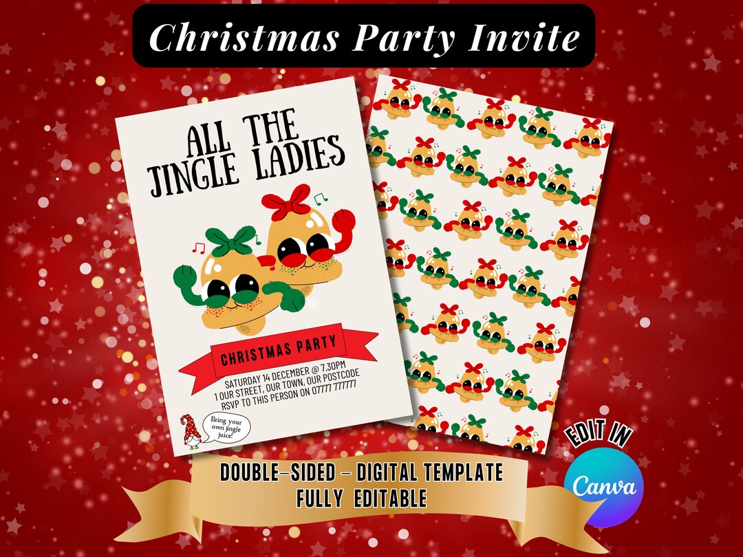 Digital Christmas Party Invitation Template Printable Xmas Card ...