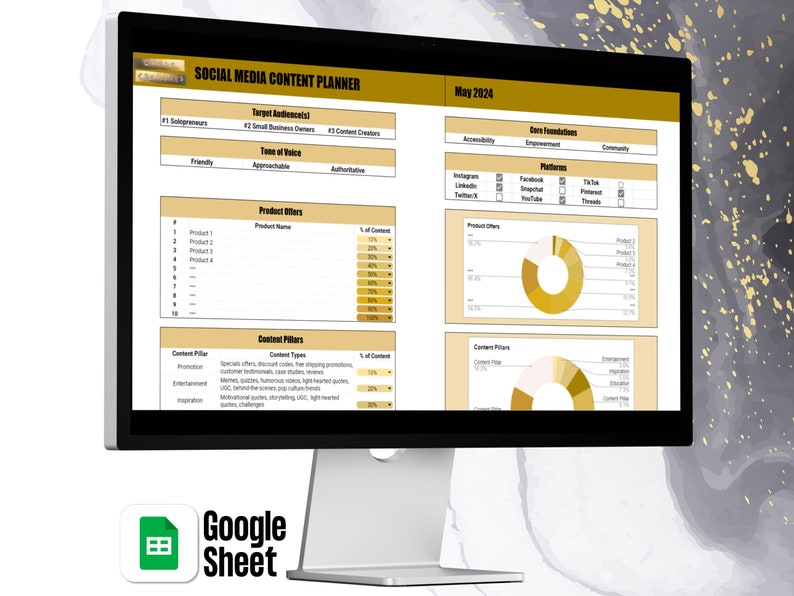 Content Planner Template Social Media Content Calendar Social Media ...
