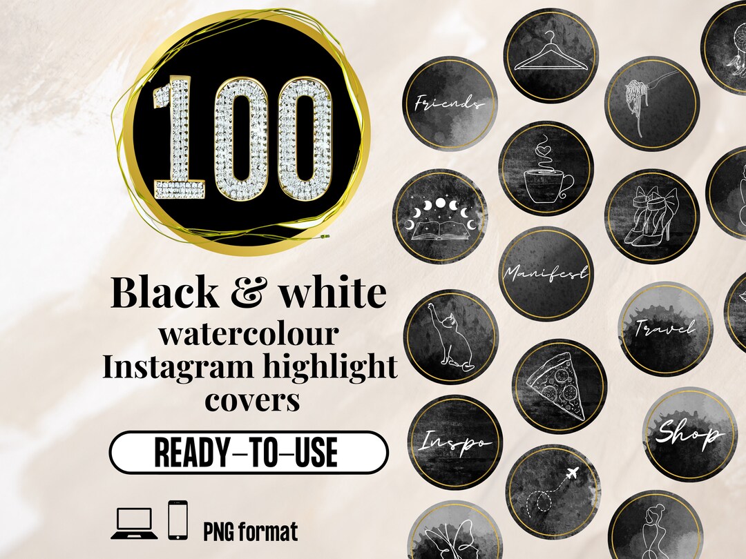 Black and White Instagram Highlight Covers Social Media Icons ...