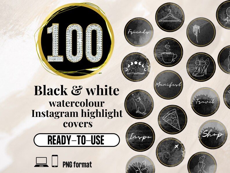 Black and White Instagram Highlight Covers Social Media Icons ...