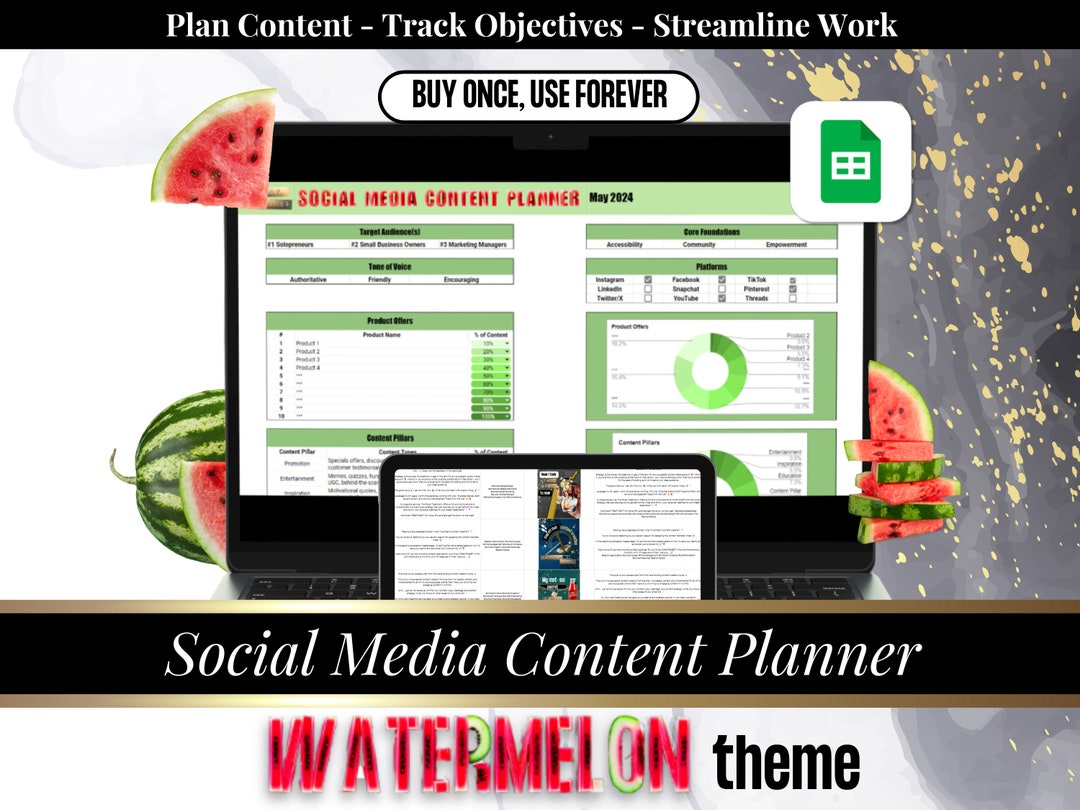 Content Planner Template Social Media Content Calendar Social Media ...