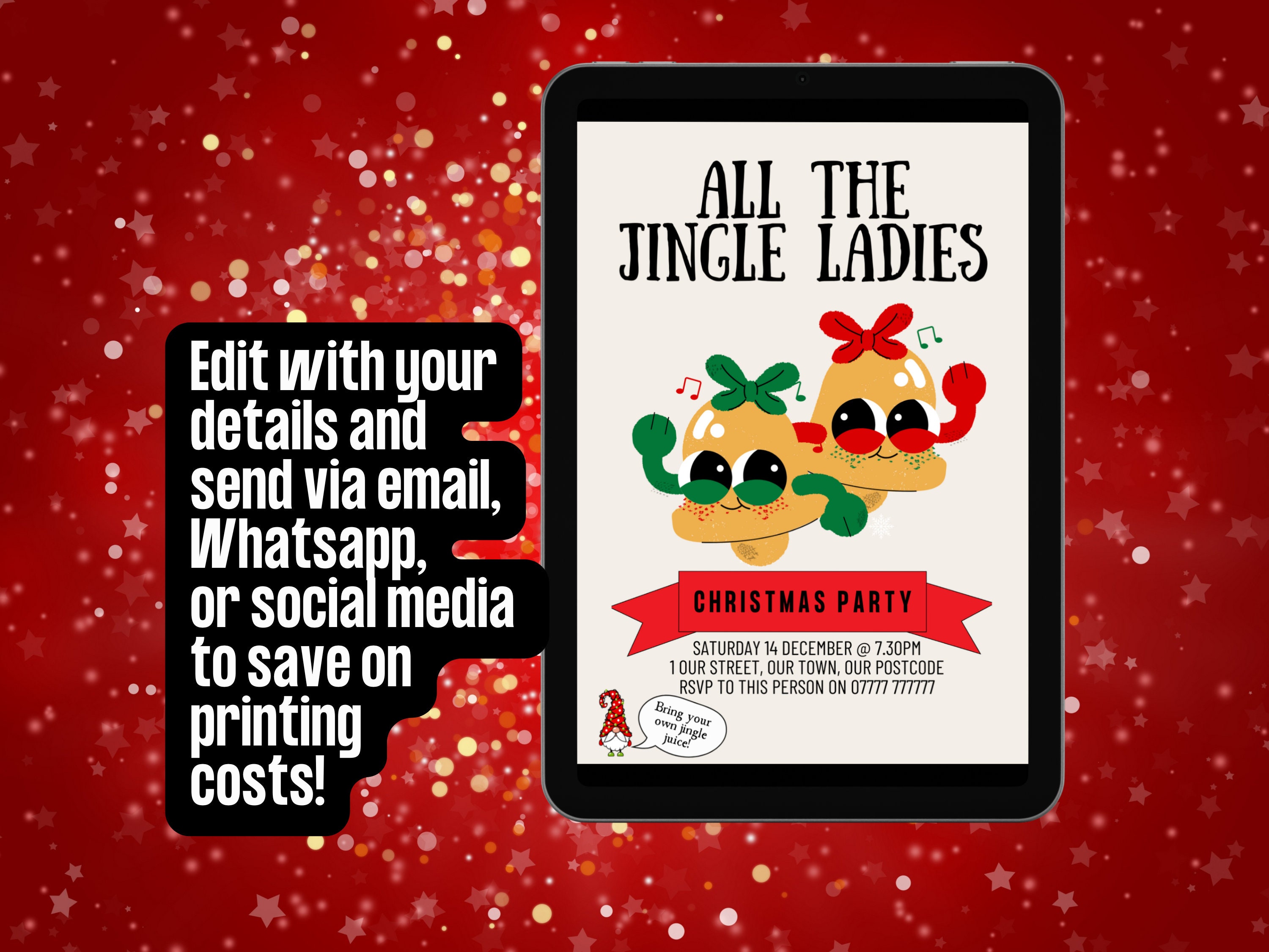 Digital Christmas Party Invitation Template Printable Xmas Card ...