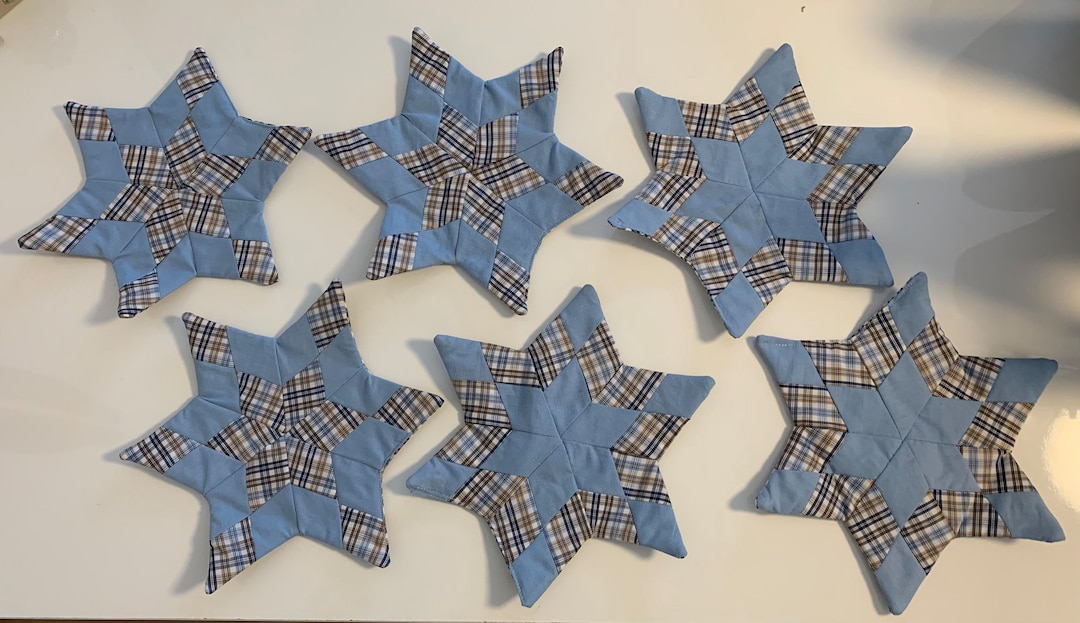 Handmade Patchwork Stars for Decoration, Selfmade Coasters Starshaped ...