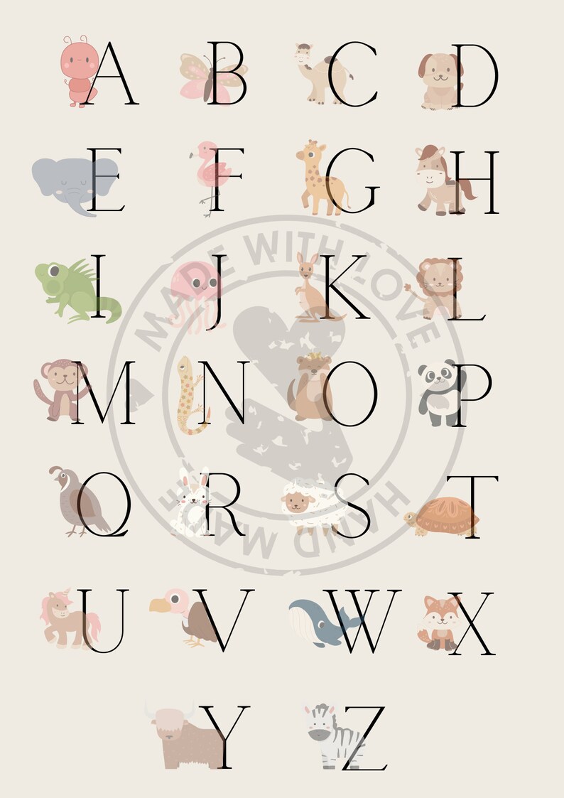 Printable Neutral Alphabet Poster - Etsy