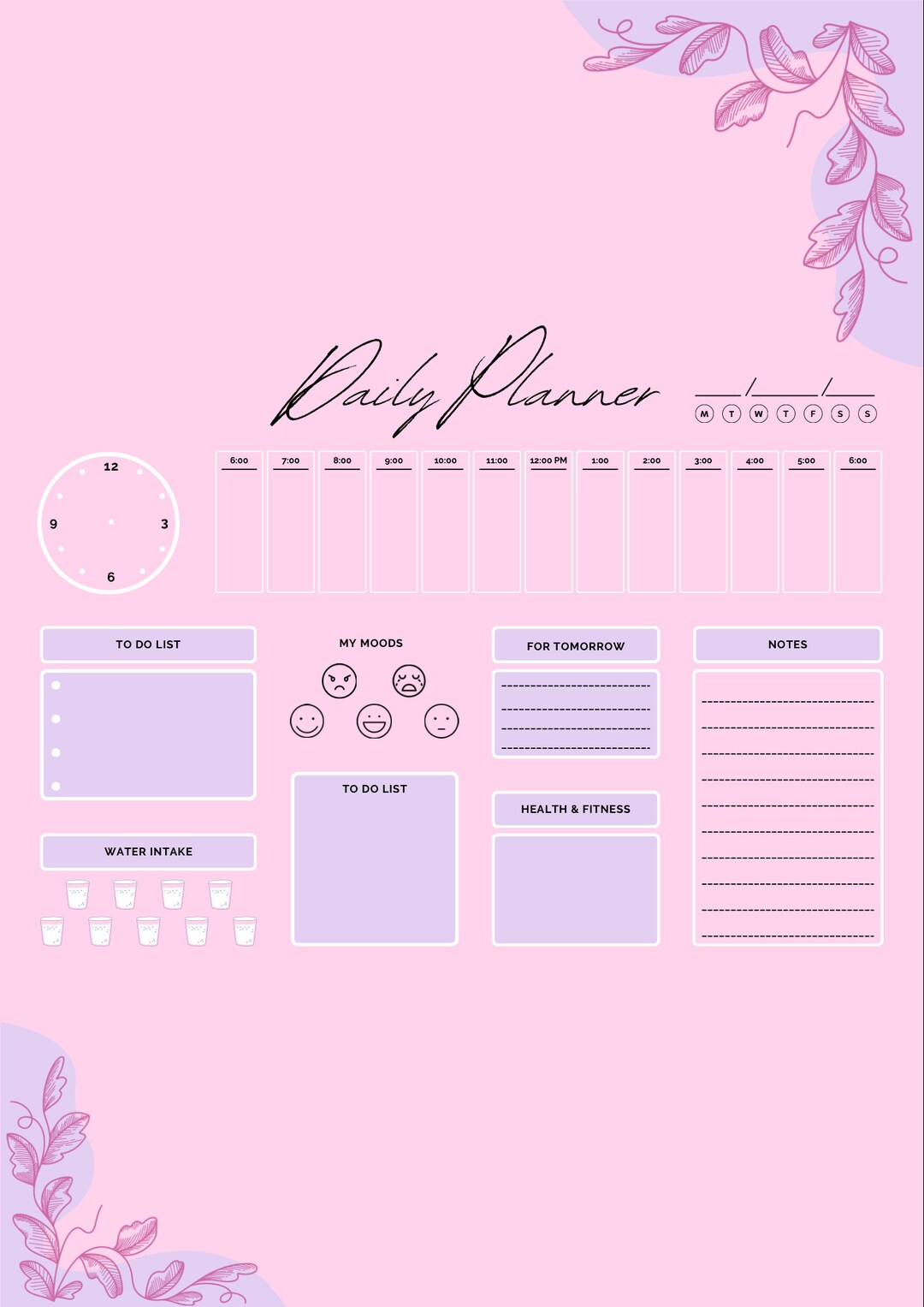 Daily to Do List, Instant Download, Productivity Dail Planner ...