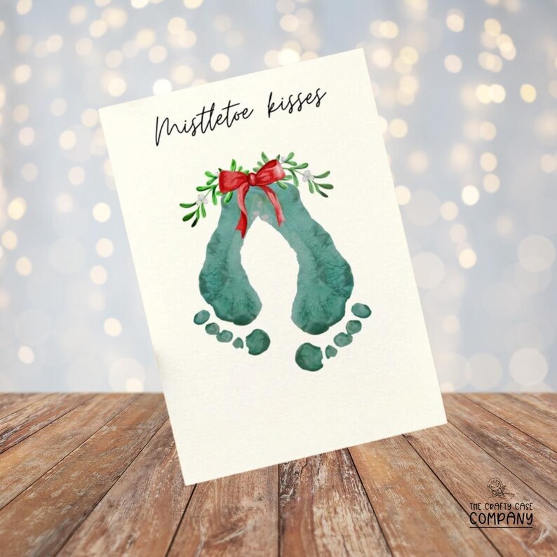 Pack of Personalised Footprint Christmas Cards, Footprint Kit, Baby ...