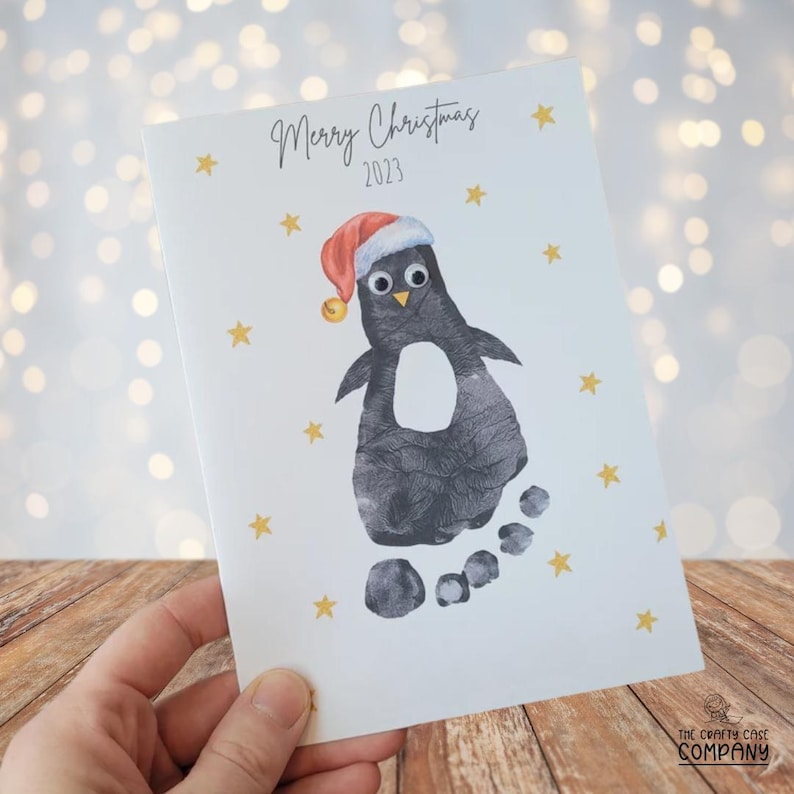 Pack of Personalised Footprint Christmas Cards, Footprint Kit, Baby ...
