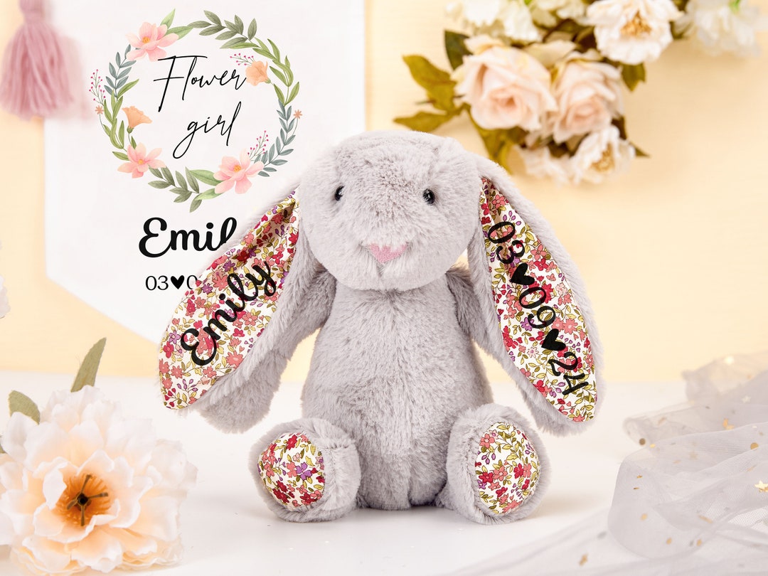 Flower Girl Personalised Bunny Gift, Baby Gift Plush Bunny,monogrammed ...