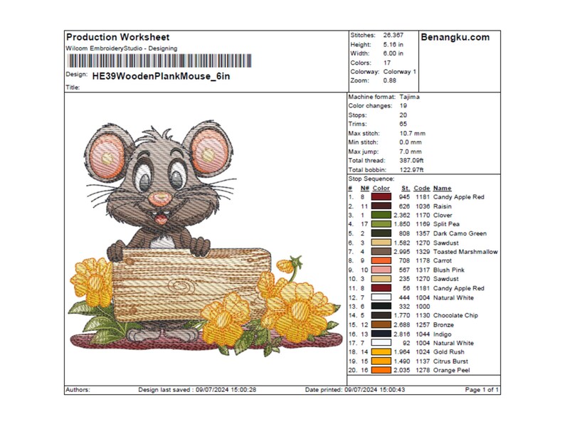 Plank Mouse Embroidery Designs Baby Shower Gift Machine Embroidery ...