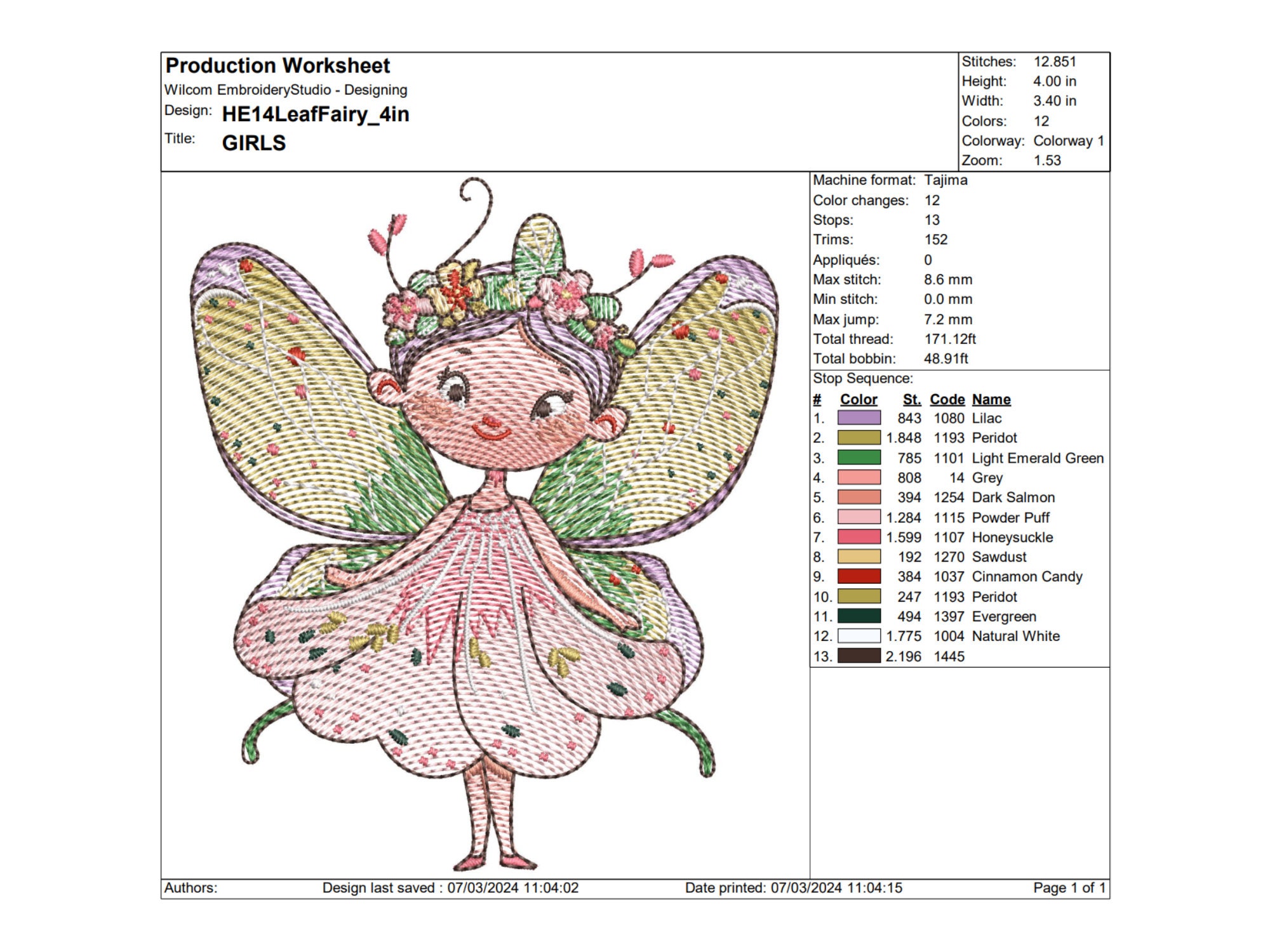 Leaf Fairy Embroidery Designs Baby Shower Gift Machine Embroidery ...