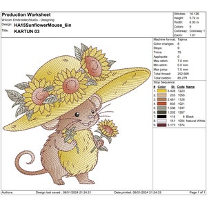Sunflower Mouse Embroidery Designs | Baby Shower Gift | Machine ...