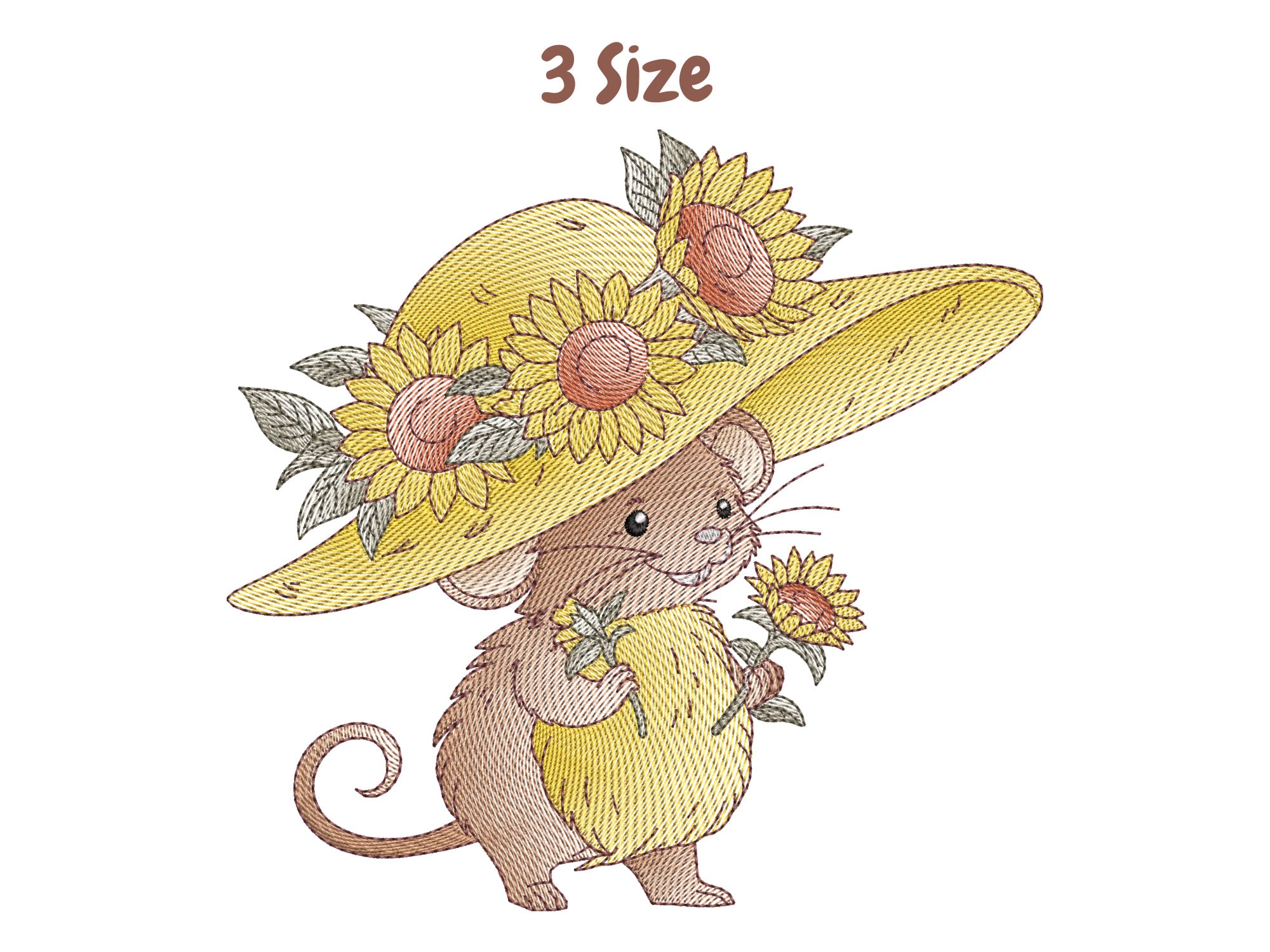 Sunflower Mouse Embroidery Designs Baby Shower Gift Machine Embroidery ...