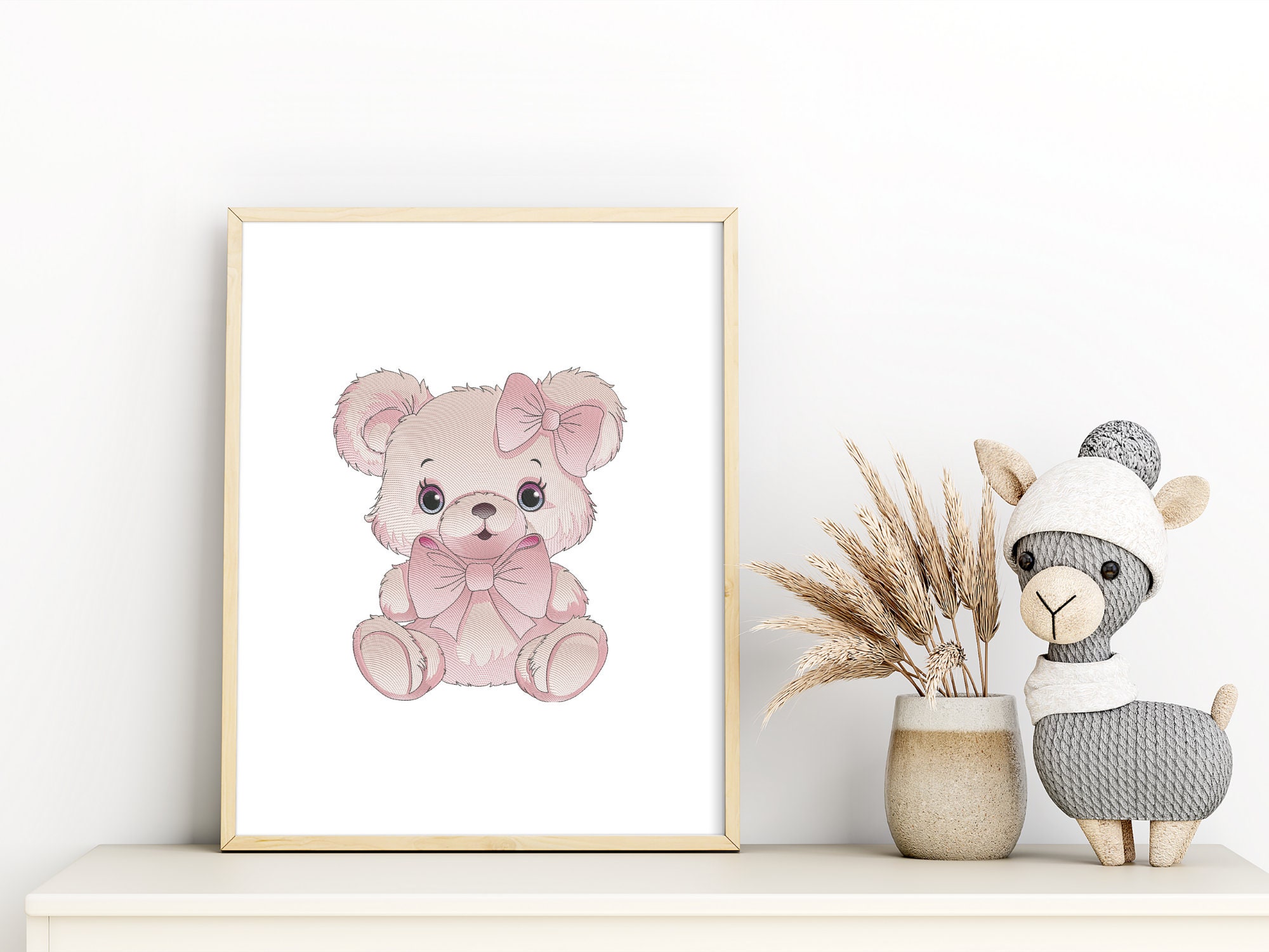 Pink Bear Embroidery Designs Baby Shower Gift Machine Embroidery Design ...