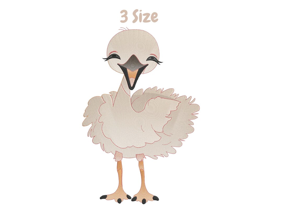 Ostrich Embroidery Designs | Baby Shower Gift | Machine Embroidery ...