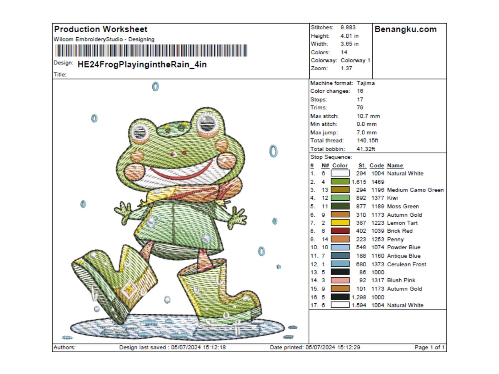 Frog Rain Embroidery Designs | Baby Shower Gift | Machine Embroidery ...