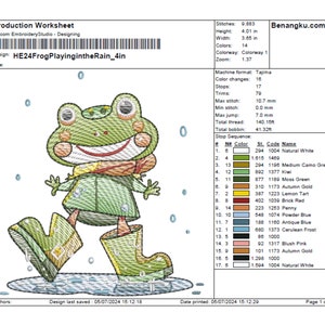 Frog Rain Embroidery Designs | Baby Shower Gift | Machine Embroidery ...