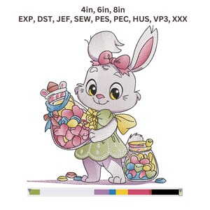 Rabbit Candy Embroidery Designs | Baby Shower Gift | Machine Embroidery ...