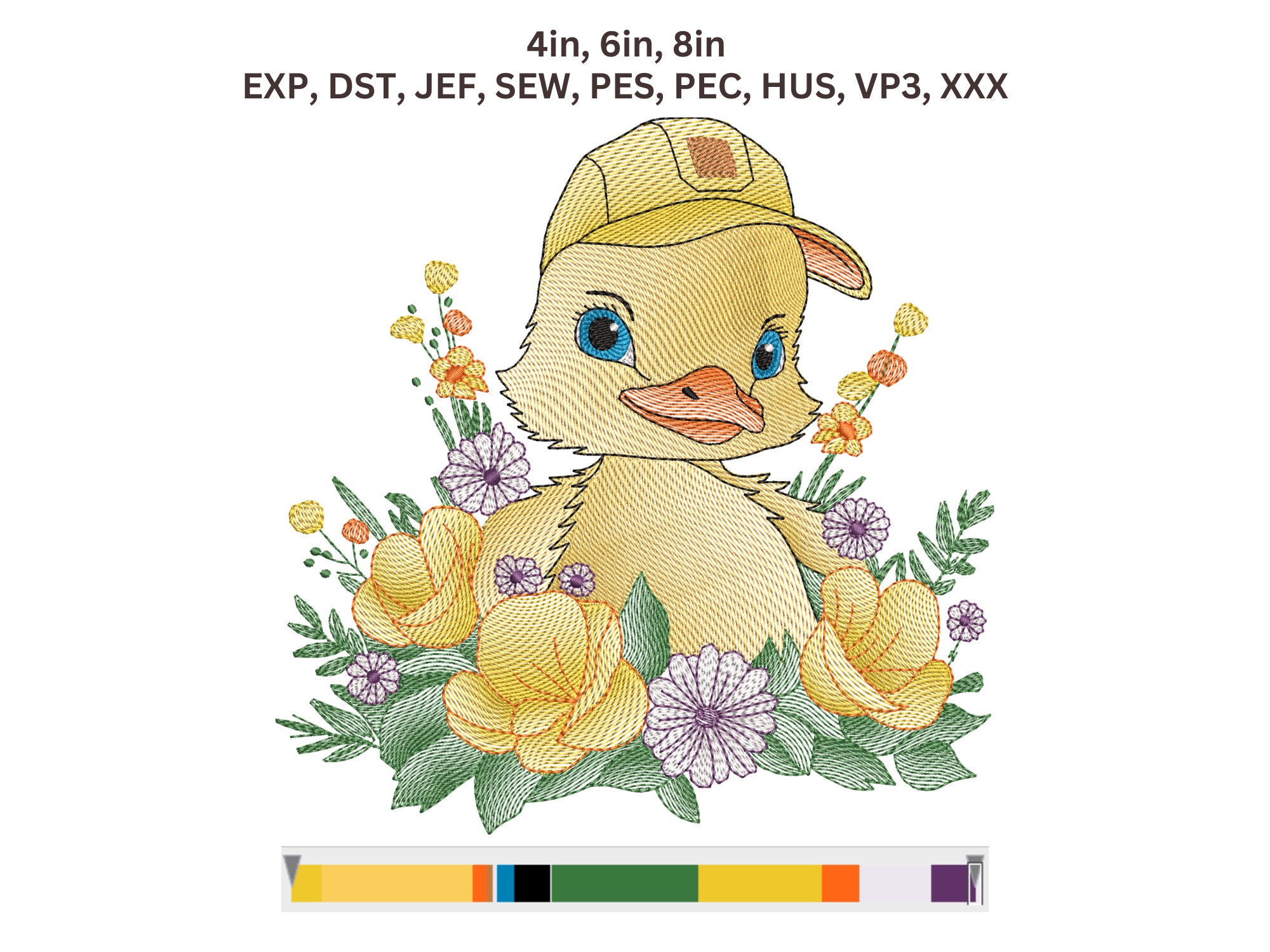 Duck Flower Embroidery Designs Baby Shower Gift Machine Embroidery ...