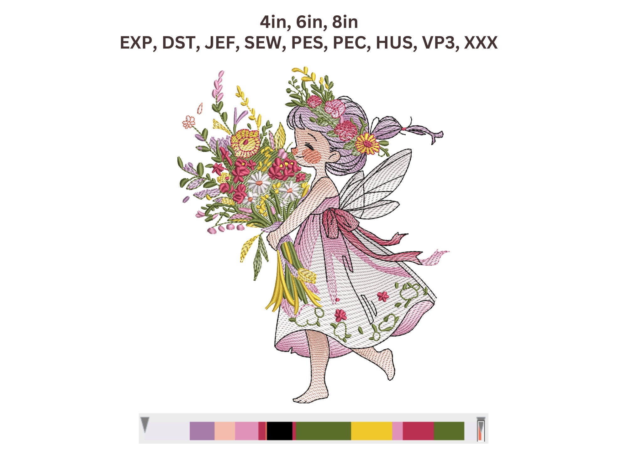 Girl Flower Embroidery Designs | Baby Shower Gift | Machine Embroidery ...