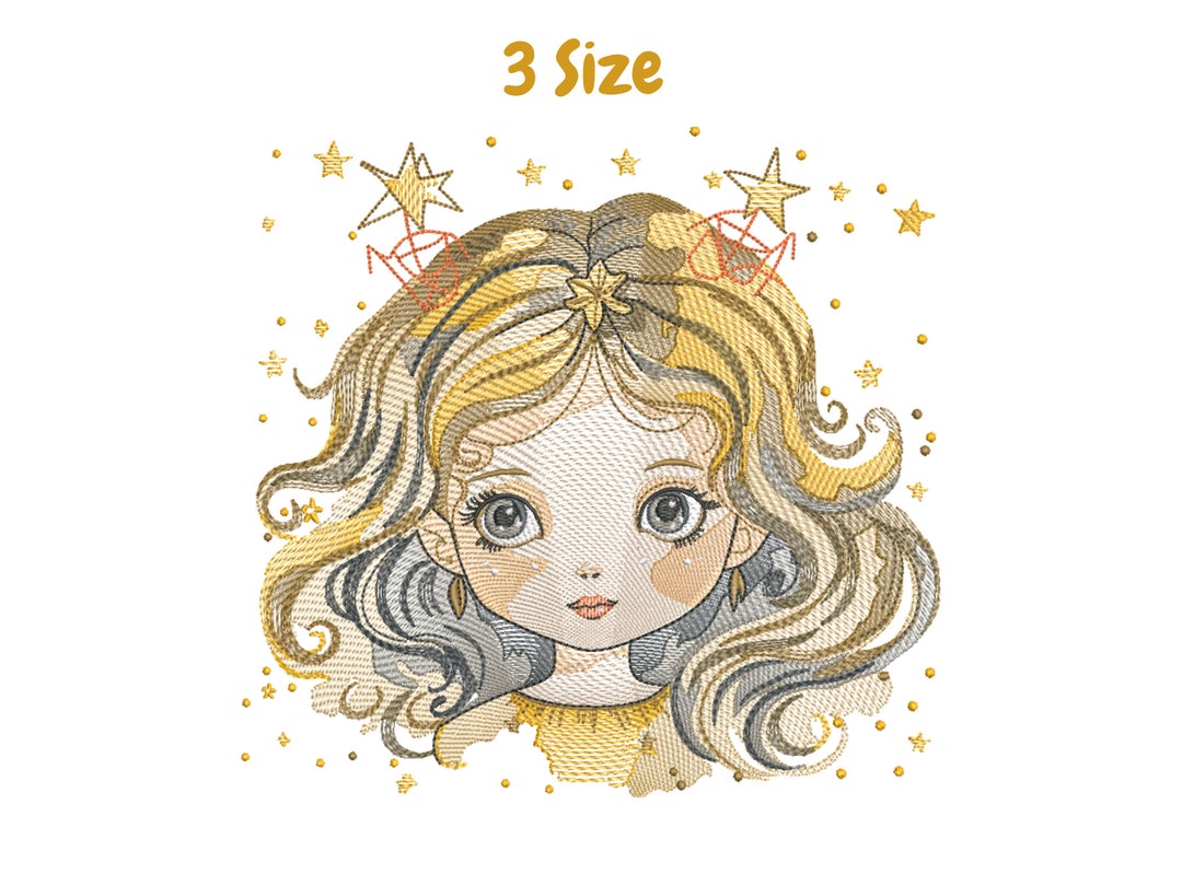 Star Princess Embroidery Designs | Baby Shower Gift | Machine ...
